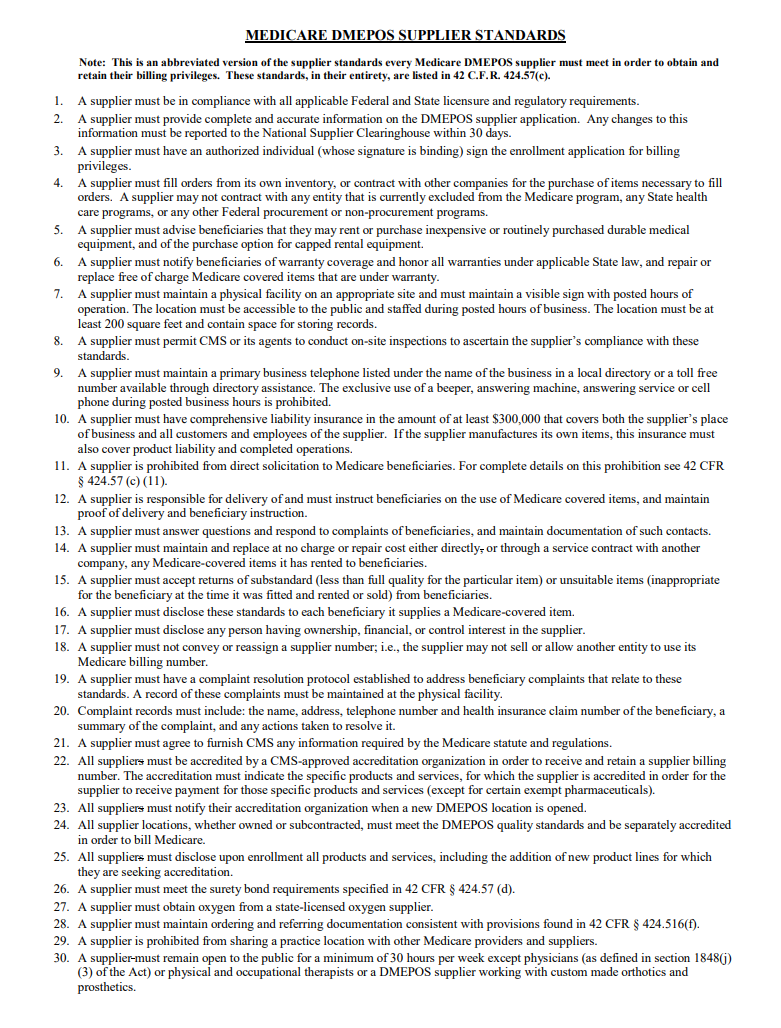 Medicare DMEPOS Supplier Standards – MEDILOGIX